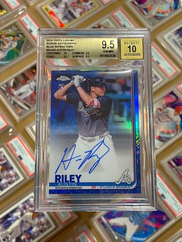 2019 Topps Chrome Austin Riley Auto RC /150 Blue Ref. Rookie - BGS 9.5 ...