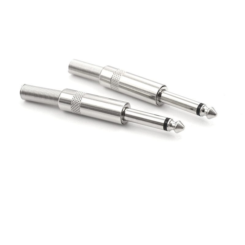 2pcs 6.35mm Male Plug 6.5mm Connector Mono Audio Plug Jack Microphone ...