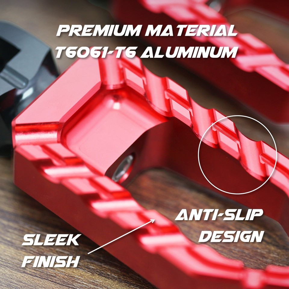 Custom Text Red Front Wide Foot Pegs For FZ8 /S Fazer 10 11 12 13 14 15 ...