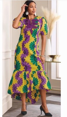 Size 22W PLUS Ashro Purple Multi Formal Wedding Church Party Flounce ...