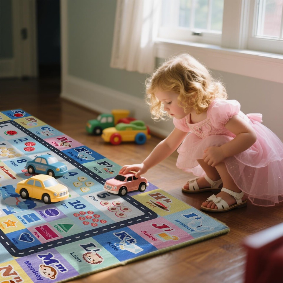 Kids ABC Rug for Playroom, Classroom Alphabet Area Carpet Playmat ...