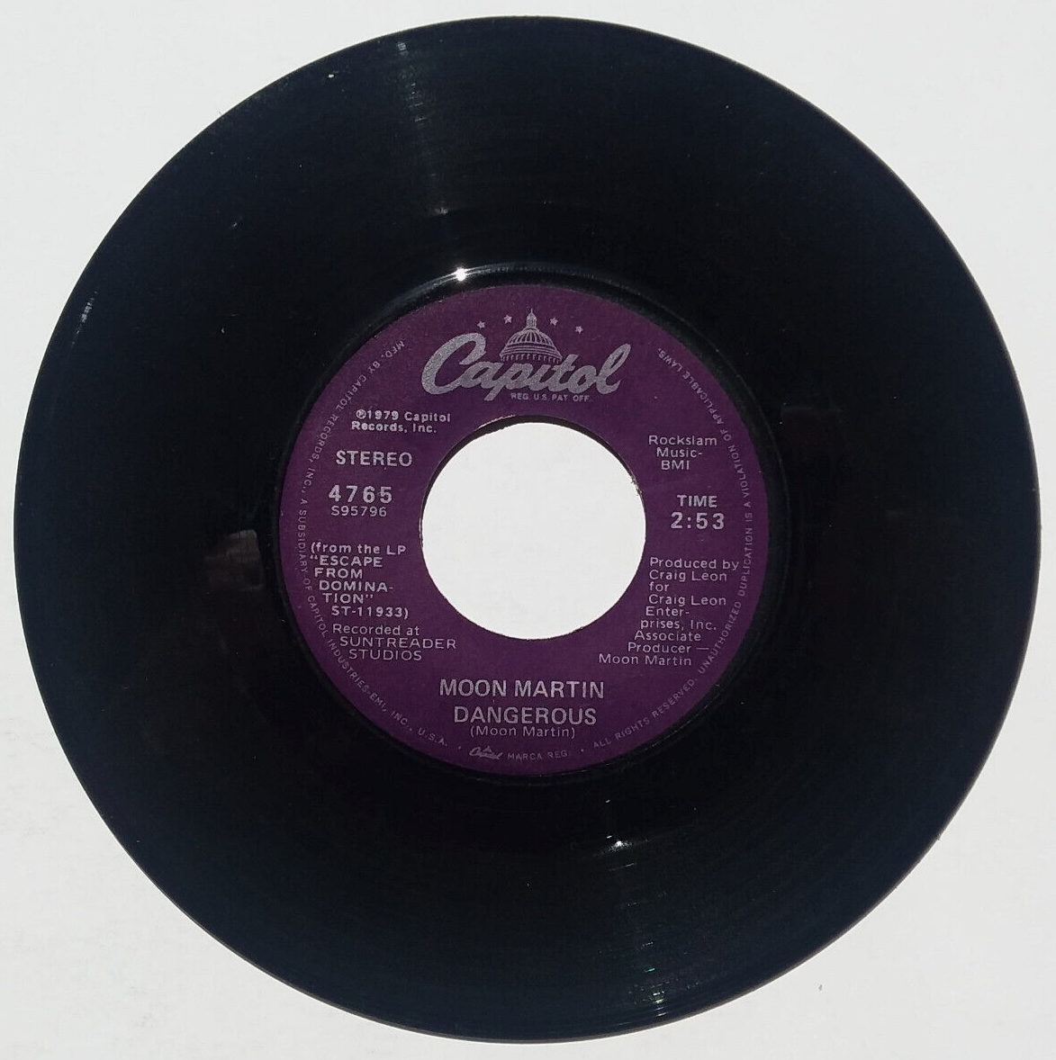 MOON MARTIN – Rolene / Dangerous - Vinyl 45rpm 1979 Capitol Records ...