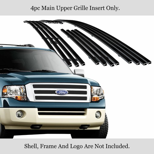 For 2007-2014 Ford Expedition Black Stainless Steel Billet Grille Grill ...