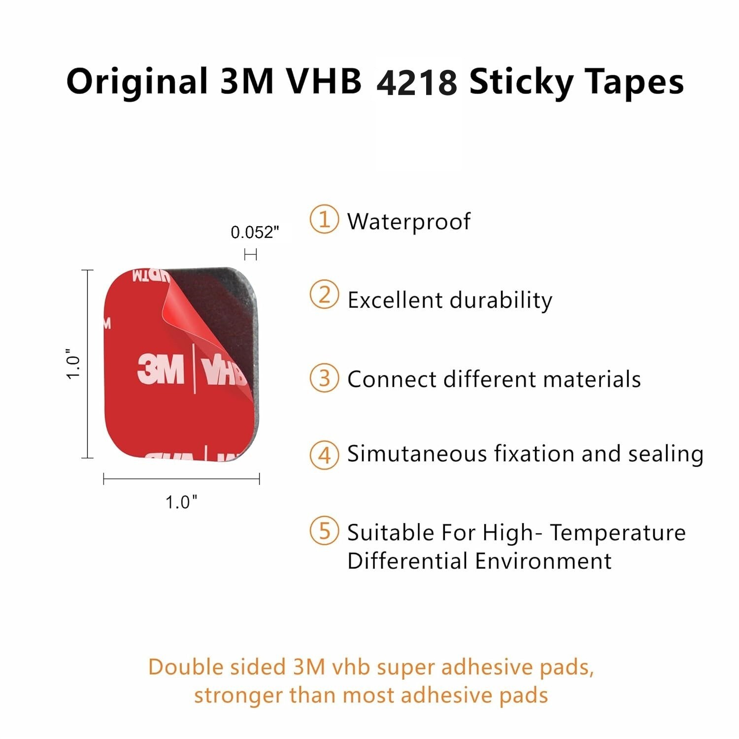Double Sided 3M Sticky Pads Self Adhesive VHB Stickers 25x25mm Square ...