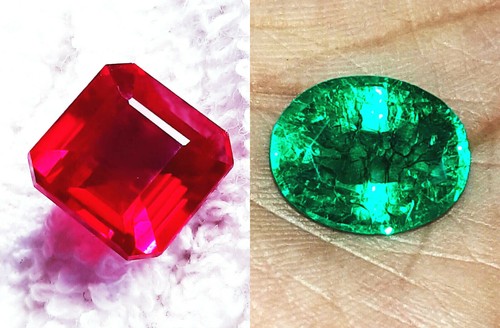 Natural Ruby & Emerald 8 to 10 Ct Certified Matched Pair Loose Gemstones R12 | eBay Australia