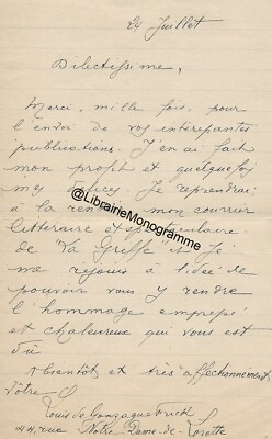 GONZAGUE FRICK (Louis de), poète et courriériste littéraire français ...