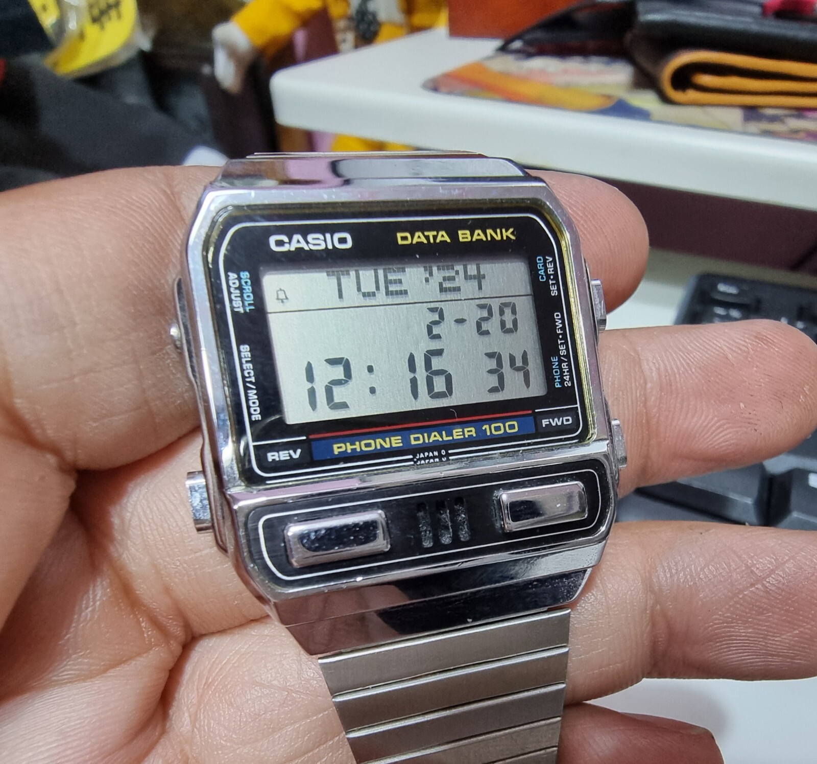 VINTAGE CASIO DBA-910 PHONE DIALER 100 DATABANK LCD CHRONO WATCH japan ...
