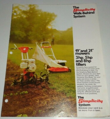 Simplicity Walk Behind Mowers and Roticul Tillers Sales Brochure ...