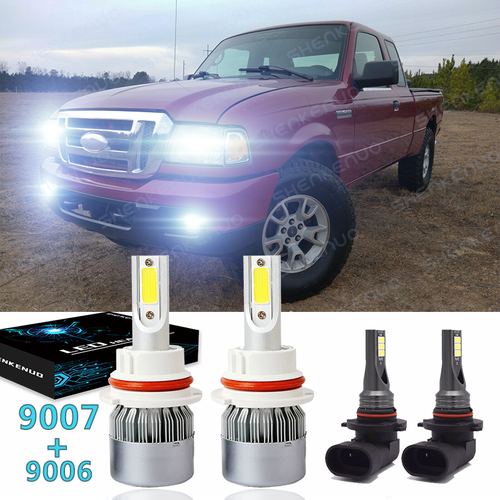 For Ford Ranger 2001-2011 -4X 6000K LED Headlight High Low Beam + Fog ...