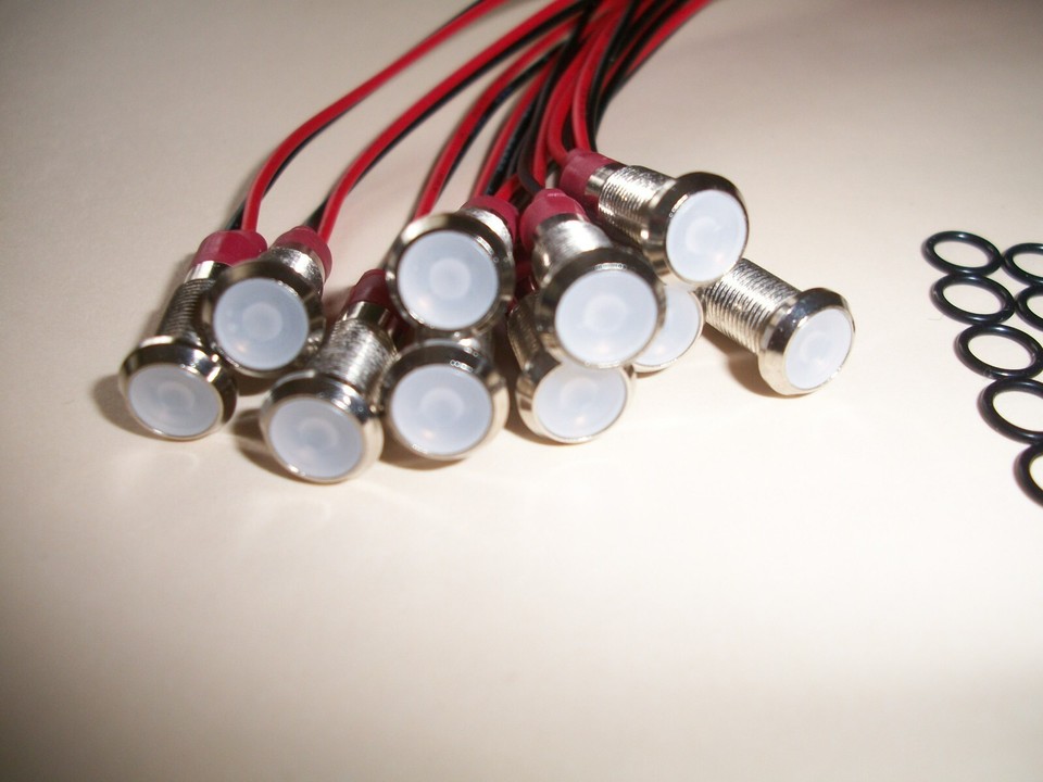 (10) 6mm Waterproof SS LED Indicator Pilot Dash Light Panel Lamp AC/DC ...