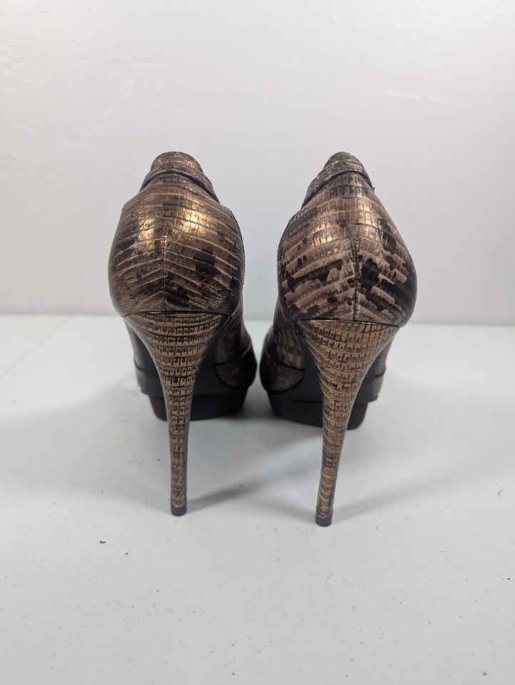 Bcbg maxazria Stilleto heels 10 platform Snake Print Leather Peep Toes ...