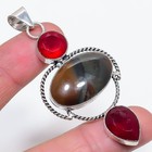 Polychrome Jasper, Garnet Gemstone 925 Sterling Silver Pendant 2.96 ...