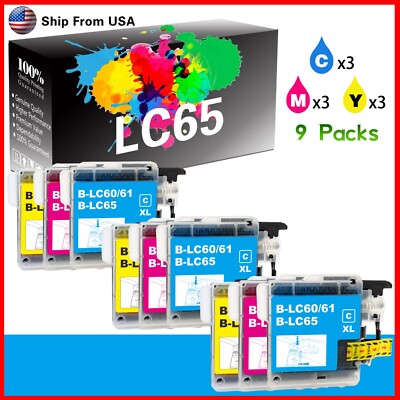 9PK LC65 LC65XL Ink Cartridge for DCP-J140W 250C 255CW Printer | eBay