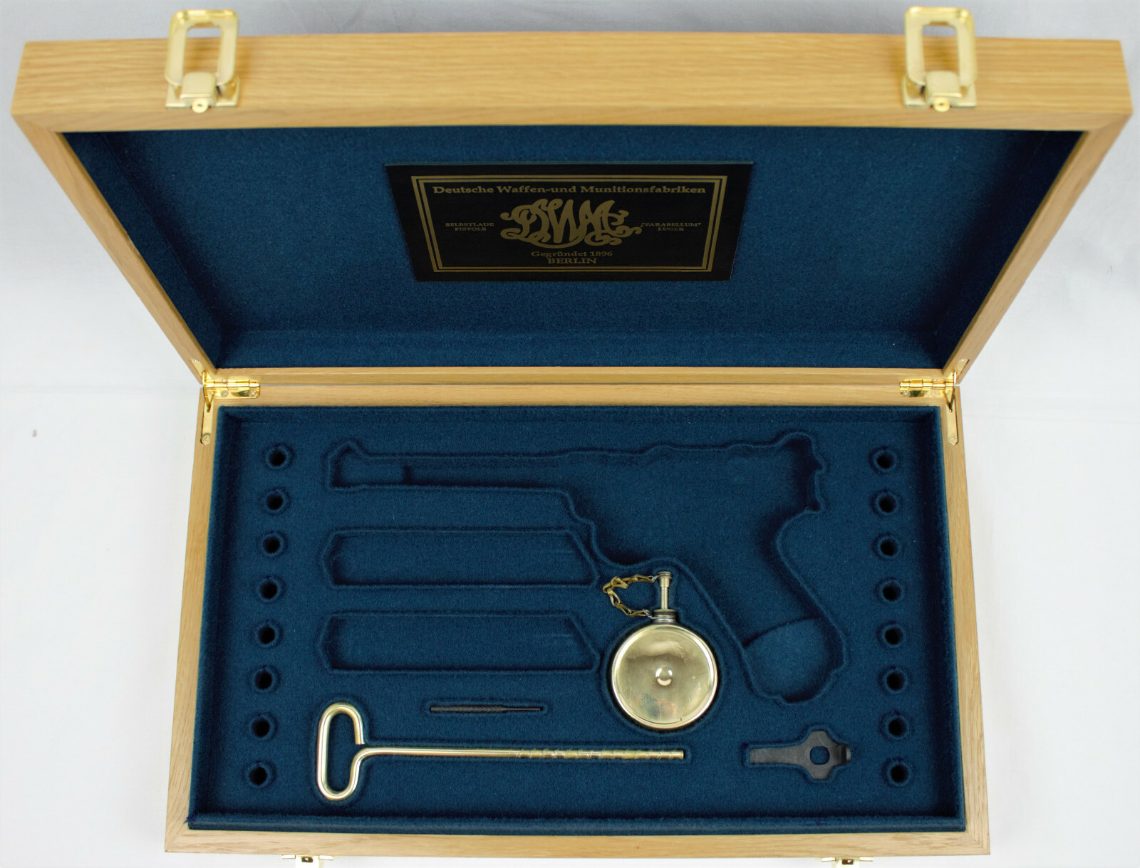 PISTOL PRESENTATION CUSTOM DISPLAY CASE BOX for DWM LUGER P08 / 14 NAVY ...