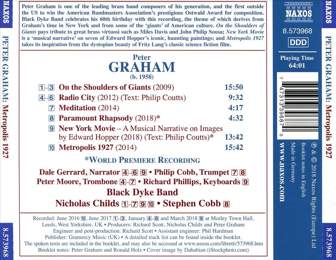 BLACK DYKE BAND / NICHOLAS CHILDS PETER GRAHAM: METROPOLIS 1927 NEW CD ...