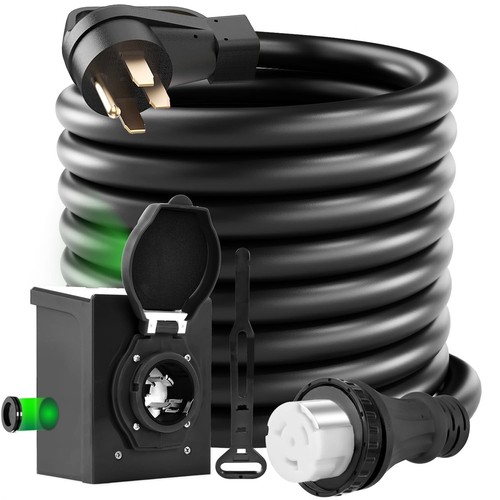 50A 20FT Generators Cord and Pre-Drilled Power Inlet Box, Generator ...