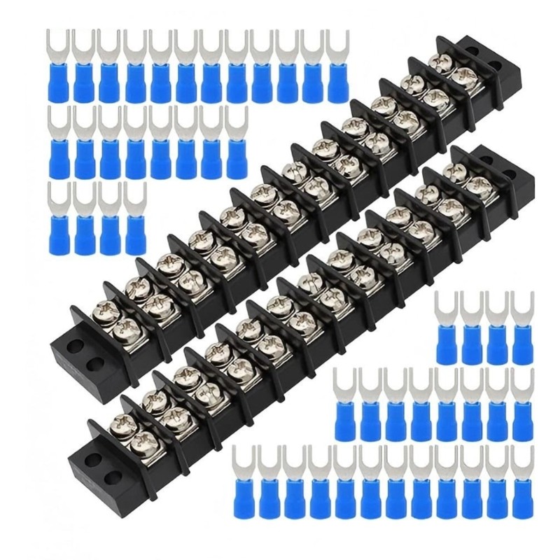 2pcs Double Row Screw Terminal Block Includes with Insulated Forks ...