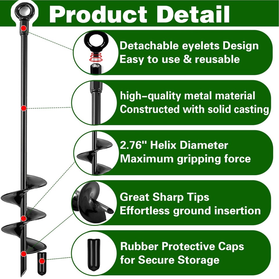 Ground Anchors Heavy Duty, Swing Set Anchor Kit 18 Inch 8 Pack Screw in ...