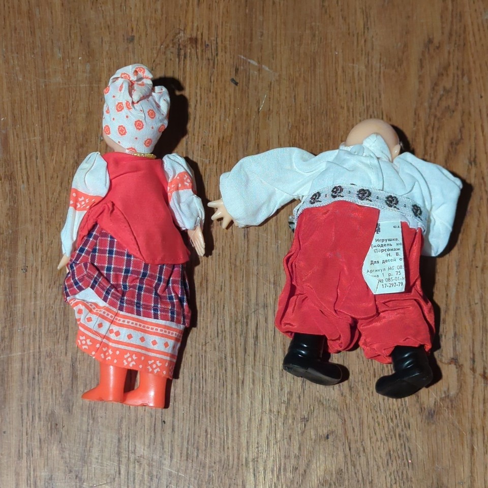 Vintage Russian USSR Folk Art Dolls Mockobckar Man & Lady Doll Set | eBay