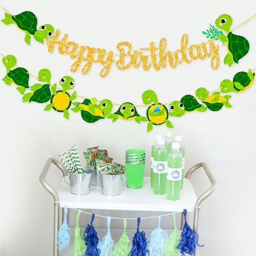 Sea Turtle Birthday Party Banner Baby Turtle Birthday Party Decorations ...
