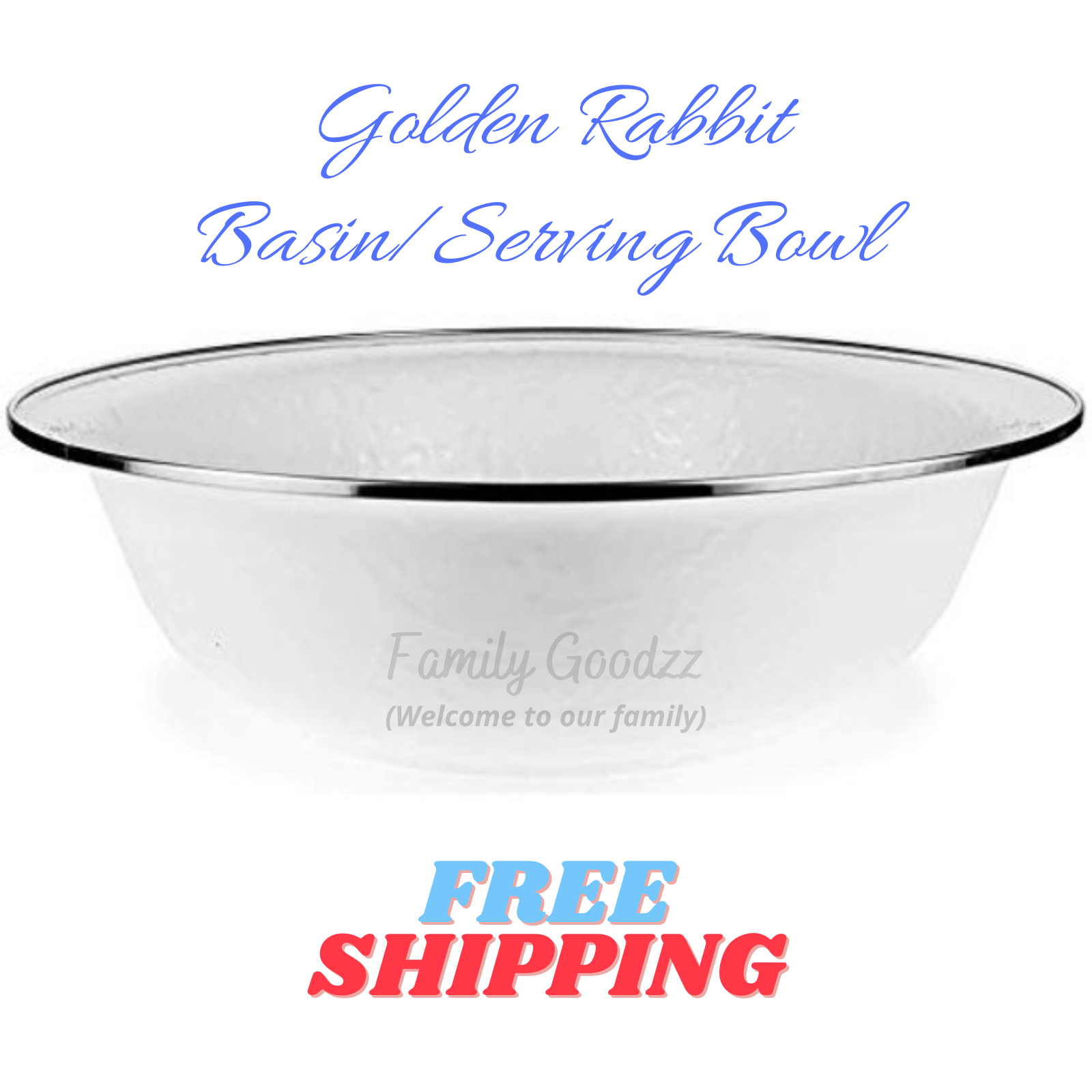 Brand New, Golden Rabbit Enamelware Basin/ Serving Bowl Red or White ...
