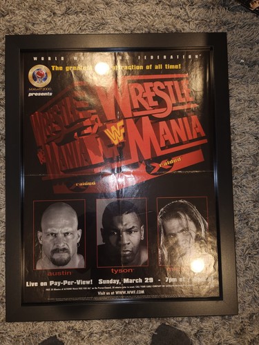 WRESTLEMANIA 14 XIV WWF ORIGINAL POSTER FRAMED WWE AUSTIN TYSON ...