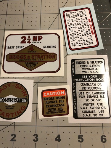 Briggs & Stratton engine decals Lil Indian 2-1/4hp Set | eBay