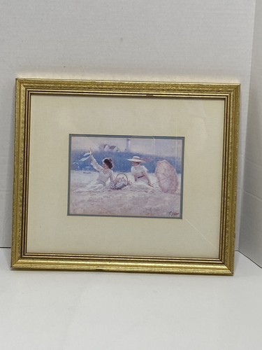 R. Tolan Framed Print Double Matted Victorian Women at the Beach ...