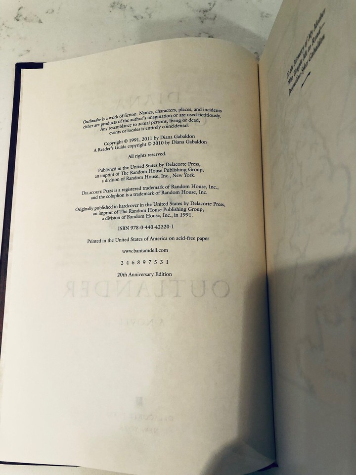 Diana Gabaldon Outlander SIGNED 20th Anniversary Edition 1st Printing ...
