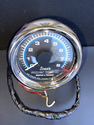 Sun Super Tach 2 Engine Tachometer 8,000 RPM Blue Line Red Pointer | eBay