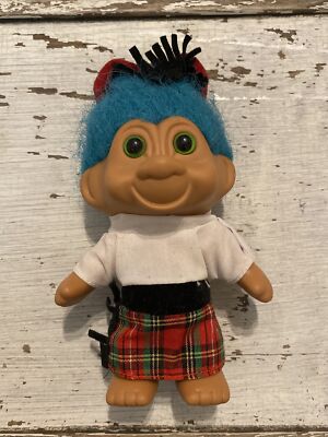 VNTG TNT 1991 Large 5" Scottish Troll Teal Hair Kilt Turquoise Hair ...