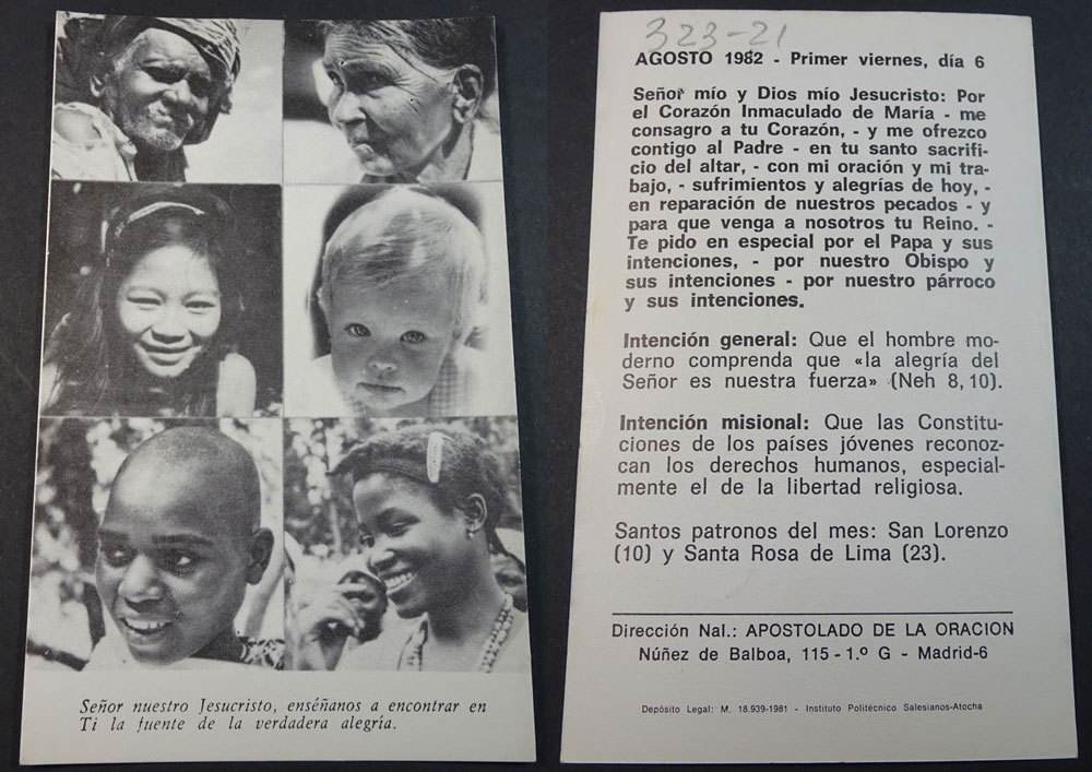 OLD BLESSED MISSIONS APOSTOLATE OF PRAYER HOLY CARD ANDACHTSBILD ...