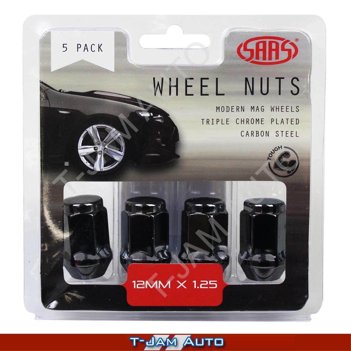 SAAS Wheel Nuts Flat 12x1.25 Blk 35mm 2x5PK for Subaru Sherpa 1982 ...