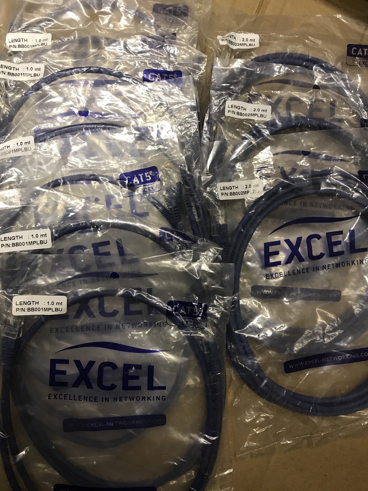 Excel Cat5e Patch Leads - Blue - (3 x 2m) (7x 1m) | eBay UK