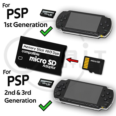 PSP SD card adapter for Sony PSP 1000 2000 3000 Micro SD to Memory ...