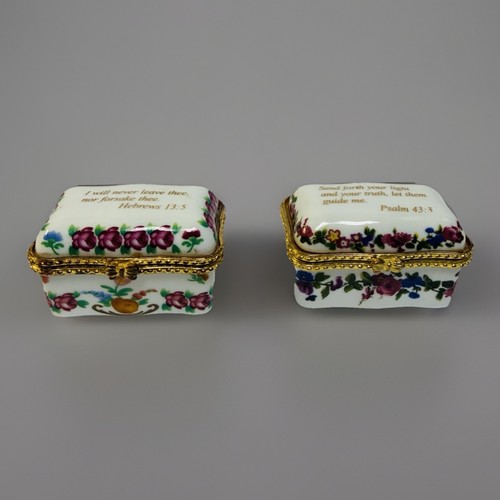 Imperial Porcelain Trinket Boxes. Hinged Lid Floral Pattern Scriptures ...