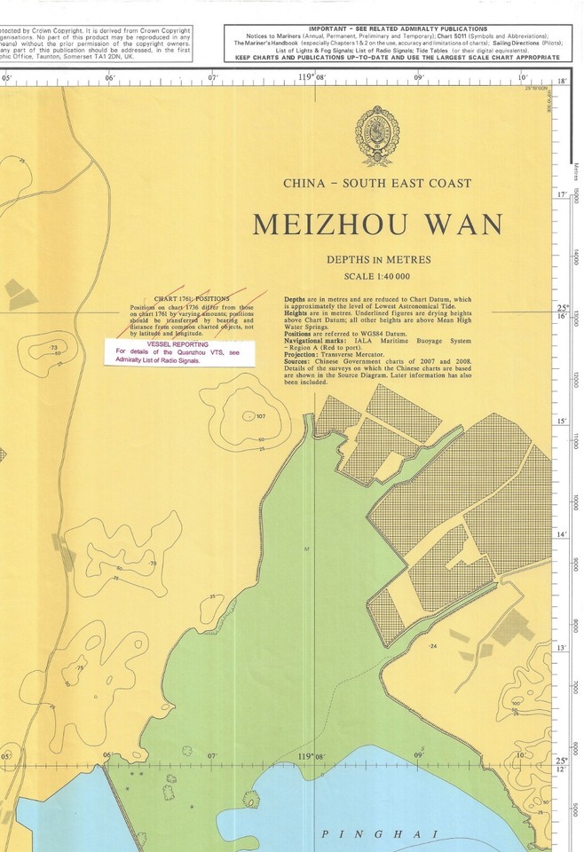 1736 Meizhou Wan China South East Coast Chart Map Maritime Marine Wall ...