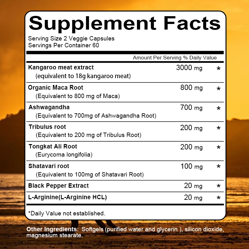 L-Arginin Nitric Oxide, Testosteron Booster, With Kangaroo Meat Extract ...