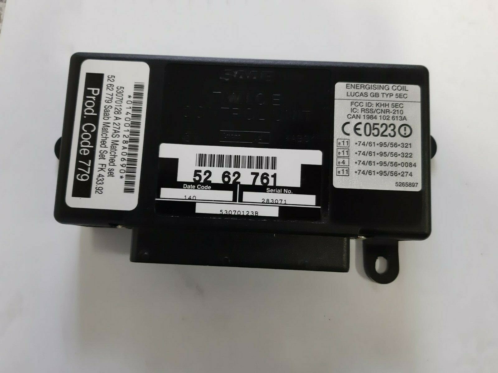 SAAB 9-5 TWICE CONTROL UNIT WITH KEY AND LOCK 5262761 GOOD USED for ...