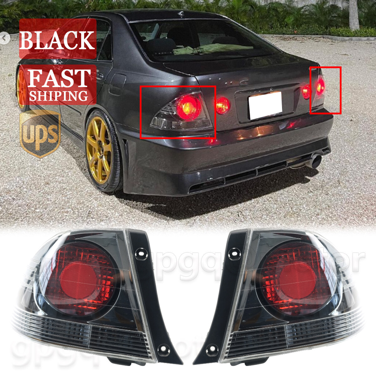 For Lexus IS200 IS300 01-05 Black Pair Rear Side Tail Light Brake Lamp ...