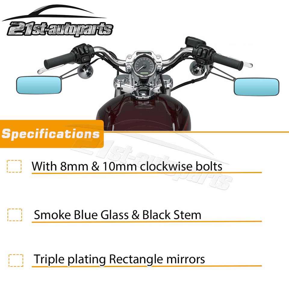 Rectangle Mirrors Fit Indian Scout Bobber Chieftain Classic Chief Dark ...