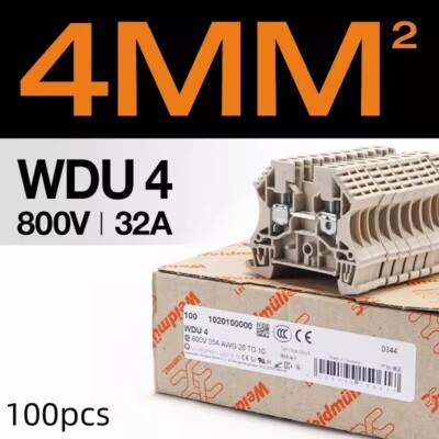 100pcs Weidmuller Terminal WDU 4 Terminal Strip 4mm Terminal Block ...