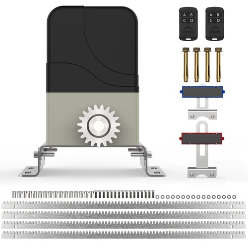 Automatic Sliding Gate Opener 900lb w/ 2 Remotes & Steel Racks, Slide ...