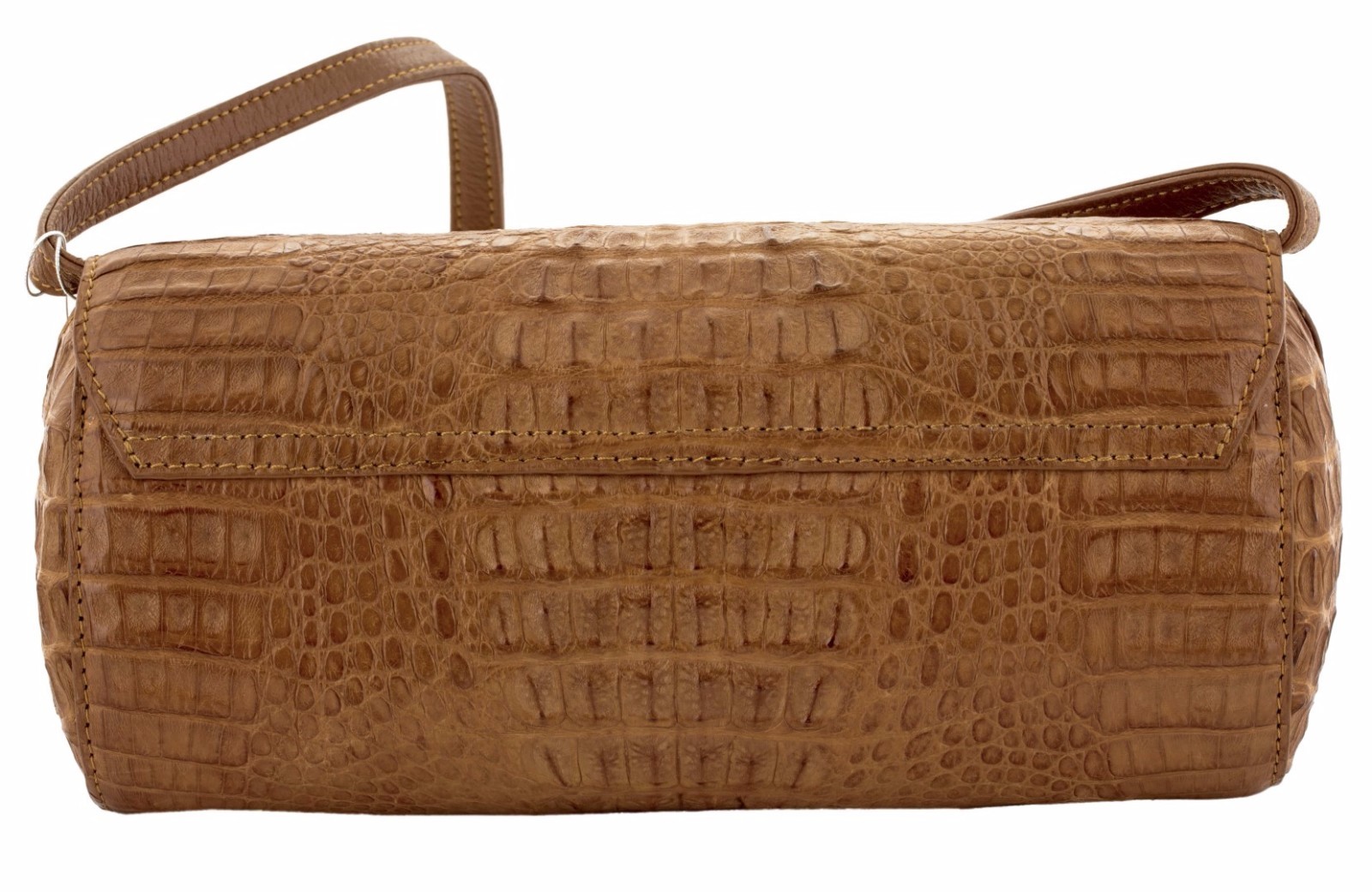 Genuine Crocodile Hornback Barrel Purse Handbag Shoulder Strap Black ...