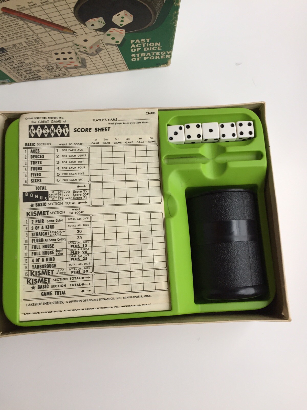 Vintage Kismet Game of Yacht 1964 Lakeside No.8337 Complete Set | eBay