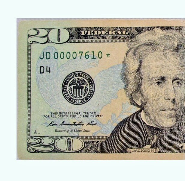 US Twenty Dollar bill Star Note JD 00007610 * Series 2009-Fancy -Unique ...