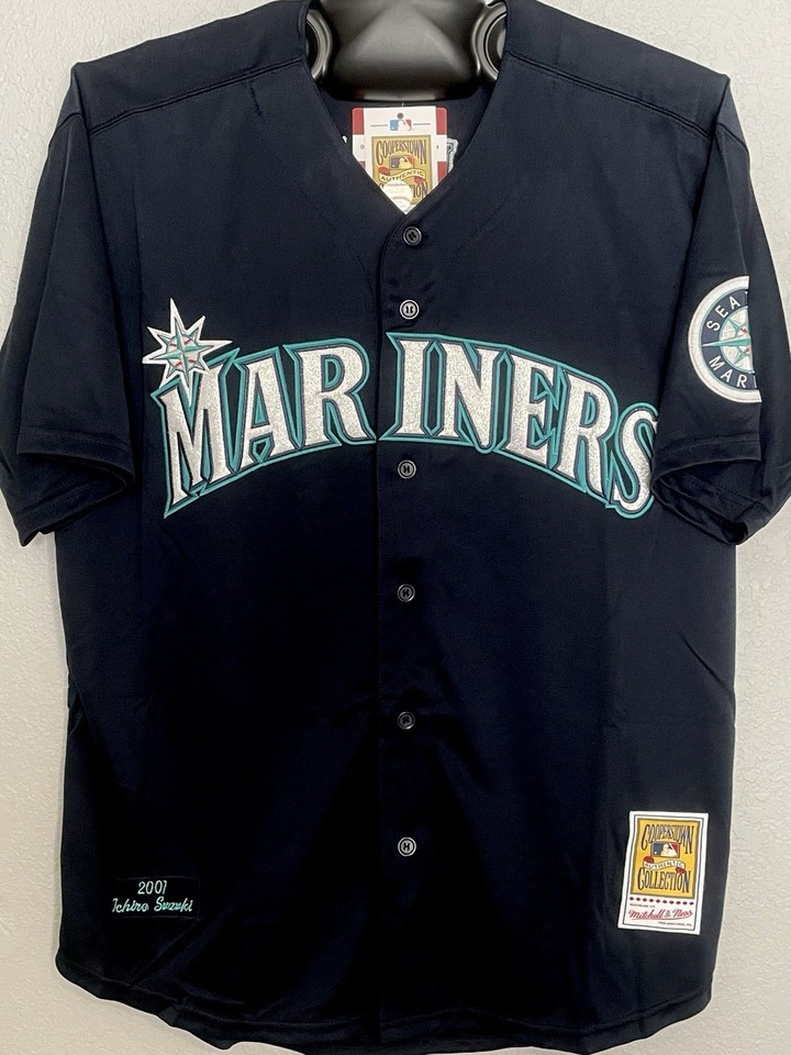 Ichiro Suzuki Seattle Mariners Jersey 2002 Navy Mitchell & Ness Mens ...