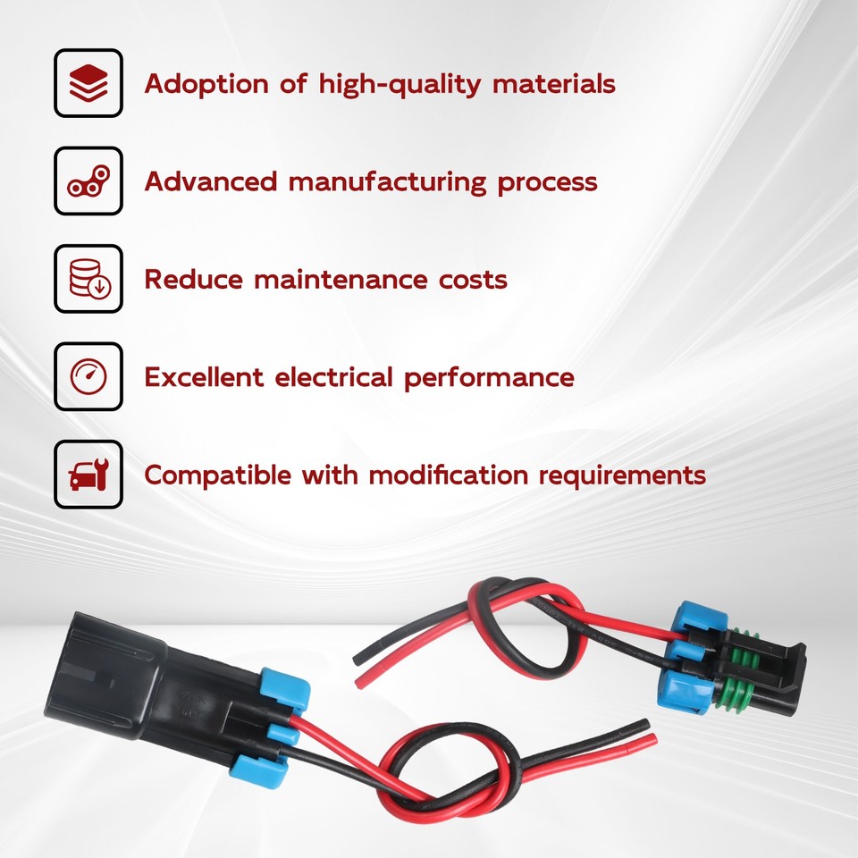 Pair 2-Pin Male & Female Connector Multi-Purpose Pigtail 14 AWG 7.8 ...