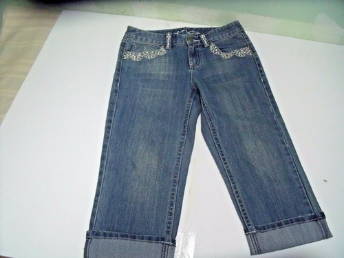 INC Womens denim capris Sz 2 W30" X 18"Embellished Bling Cuffed | eBay