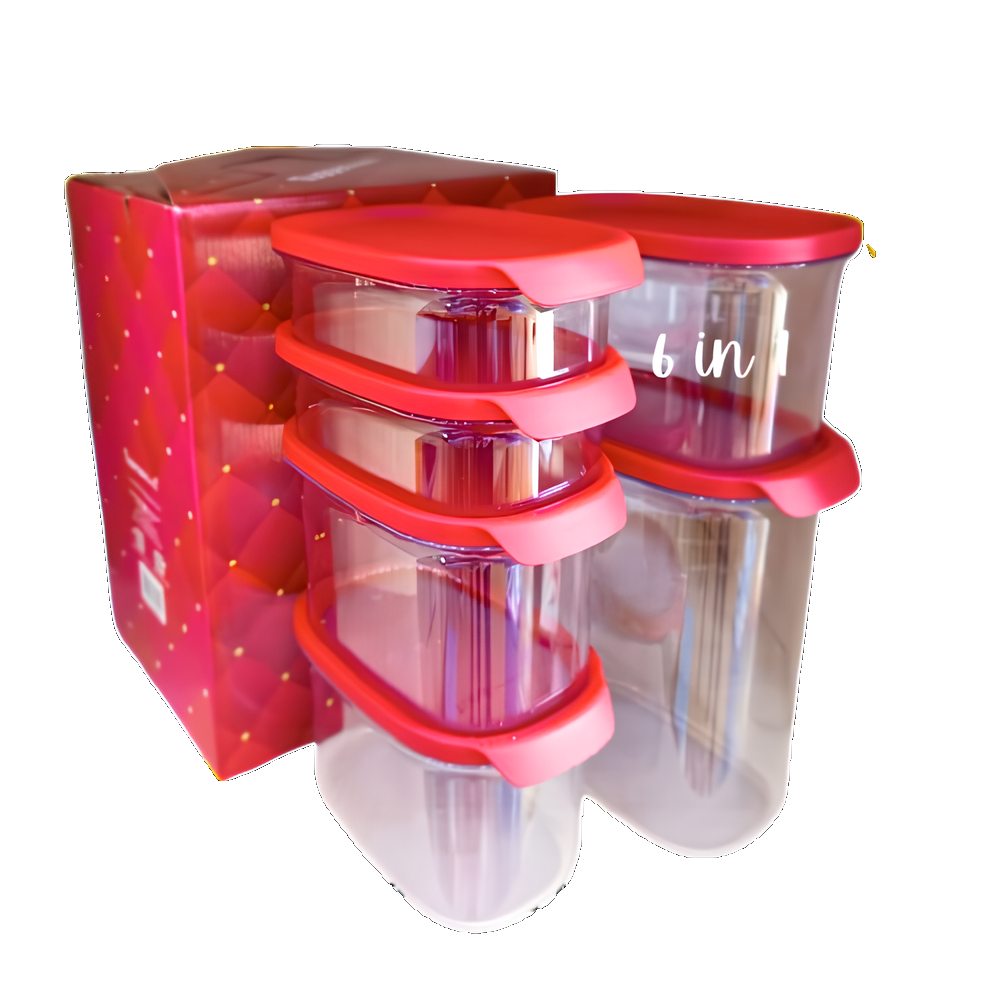 Tupperware Ultra Clear Containers red (6 IN 1 with Box) | eBay